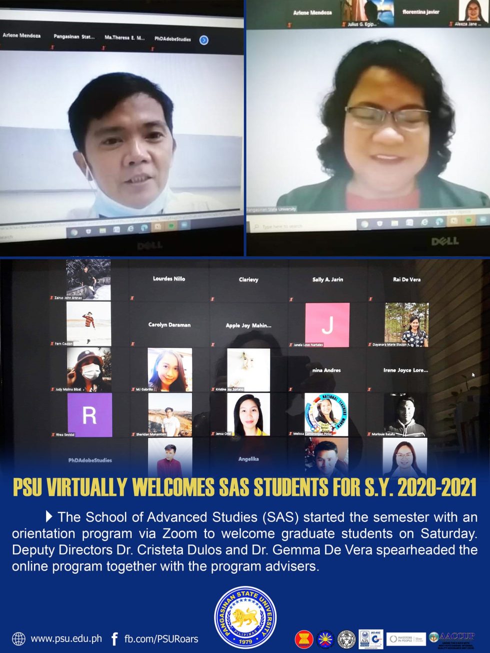 PSU virtually welcomes SAS students for S.Y. 2020-2021 | Pangasinan ...